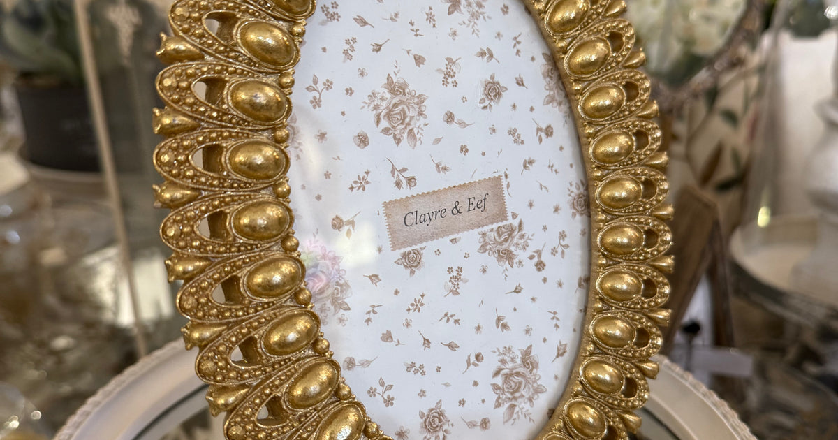 Cadre Photo Doré Baroque – Élégance royale ovale 15x23 cm – Elle Était ...